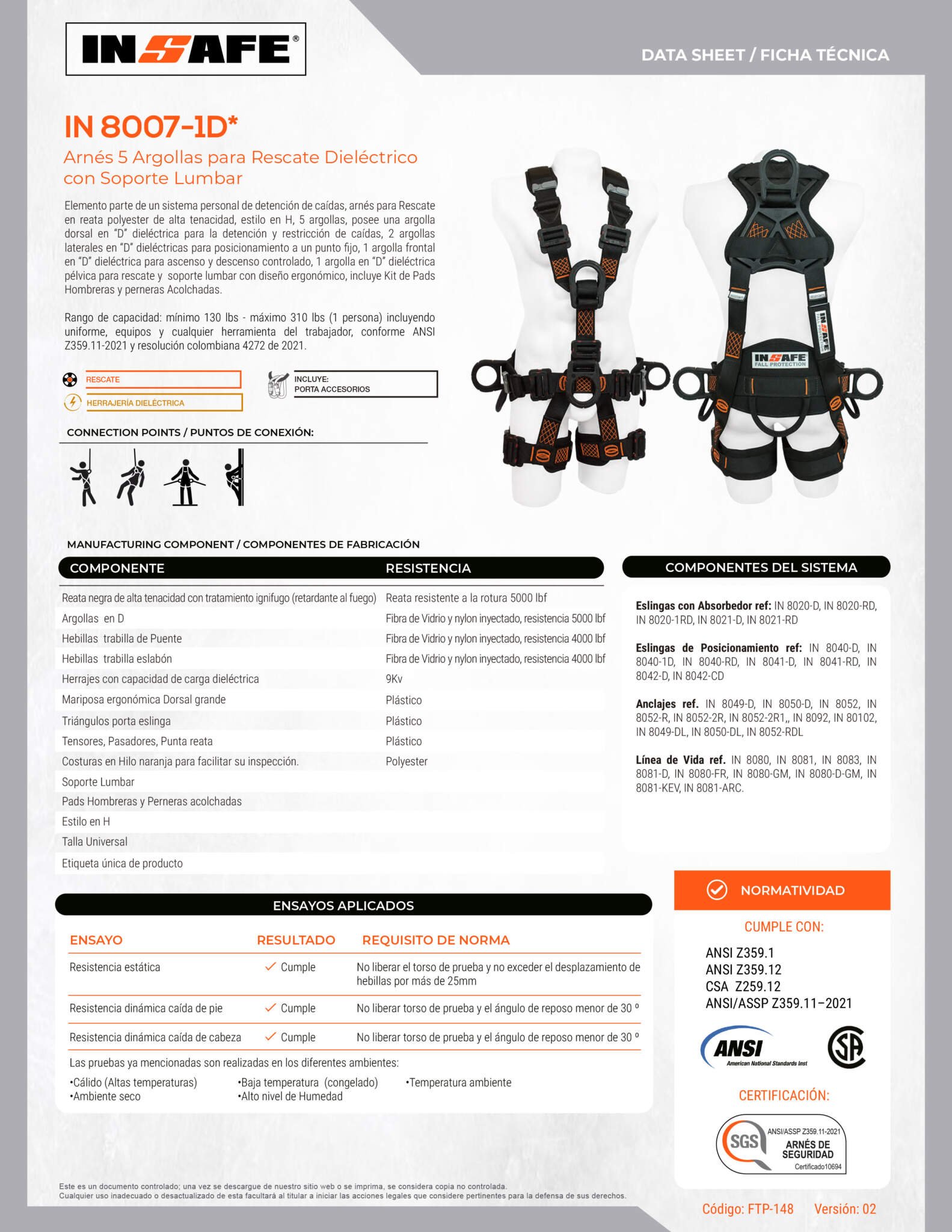 Arnes 5 Argollas Dielectrico - Dotaciones A Domicilio
