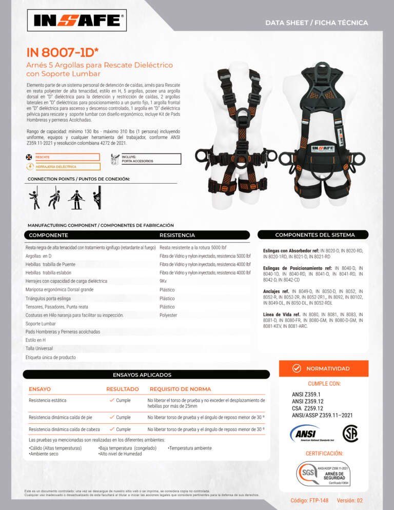 Arnes 5 Argollas Dielectrico - Dotaciones A Domicilio